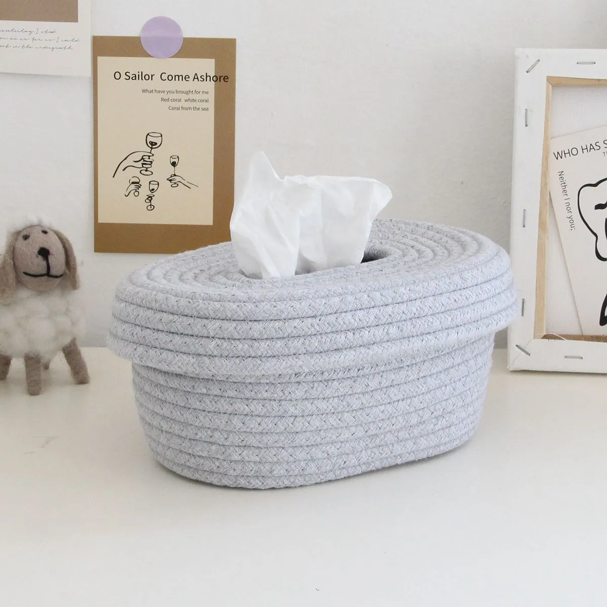 Wholesale Simple Cotton Rope Woven Tissue Box Holder