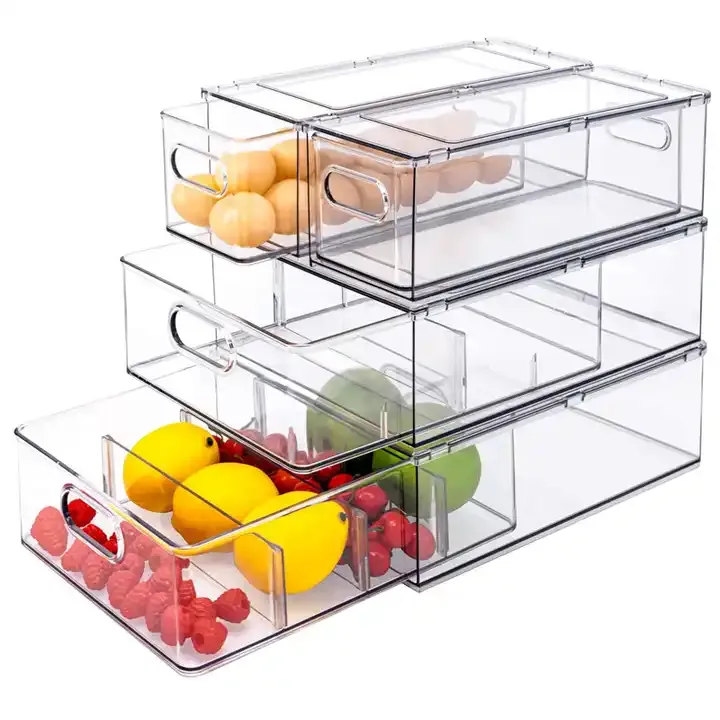 Wholesale Plastic Fridge Organizer Drawer Pull Out Bins Freezer Food ...